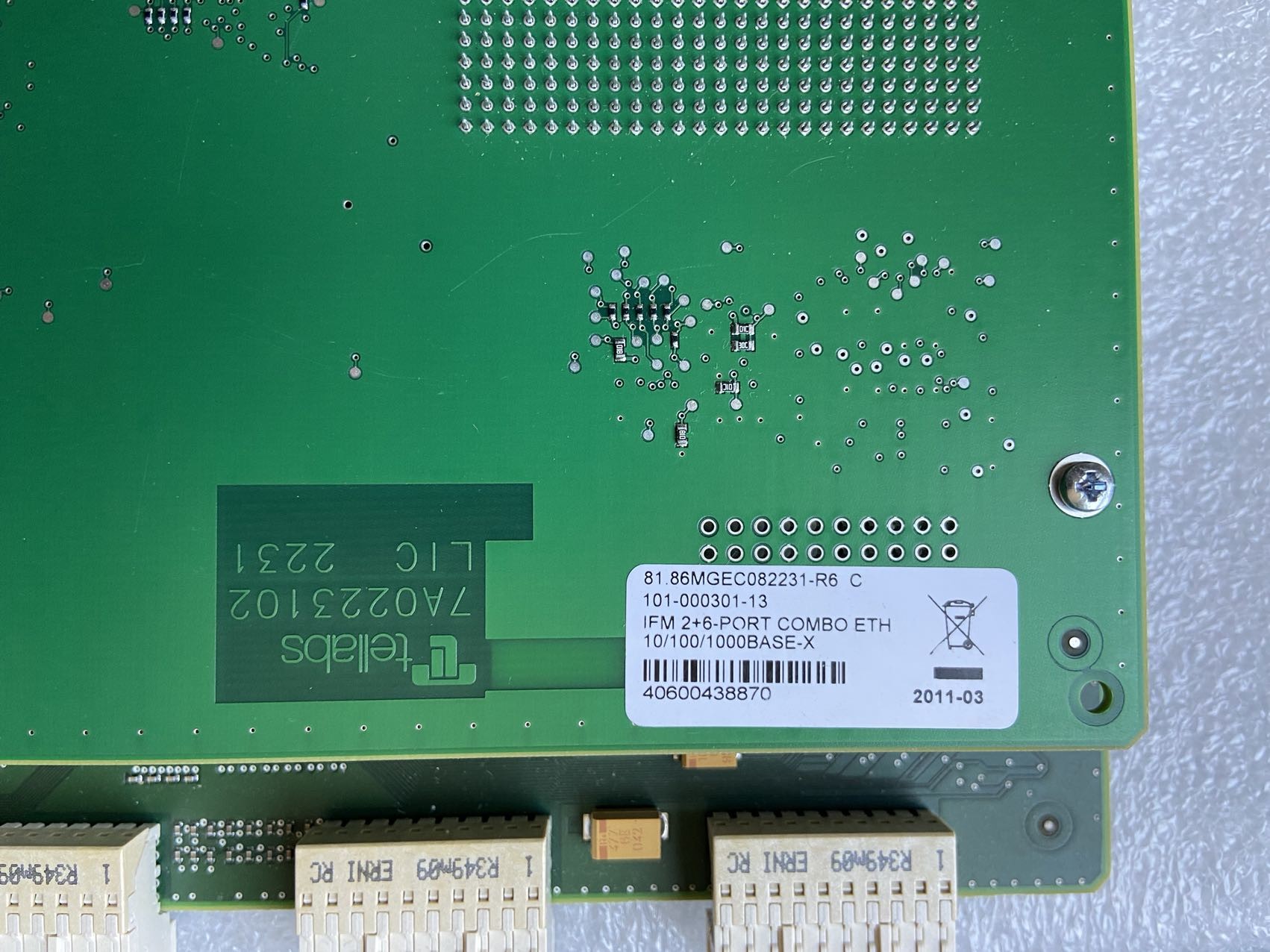 Tellabs 8660 Smart Router 81.86MGEC082231-R6C IFM 2+6-PORT COMBO ETH 10 ...