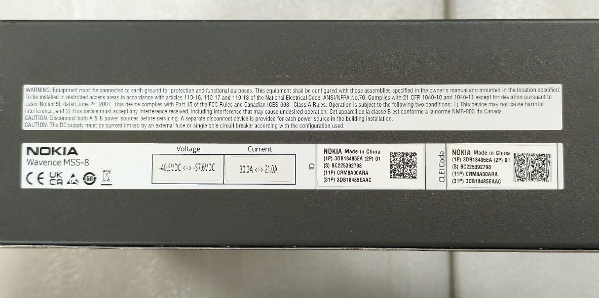 Nokia Alcatel Lucent 3DB18485EA 9500 WAVENCE MSS-8 Shelf