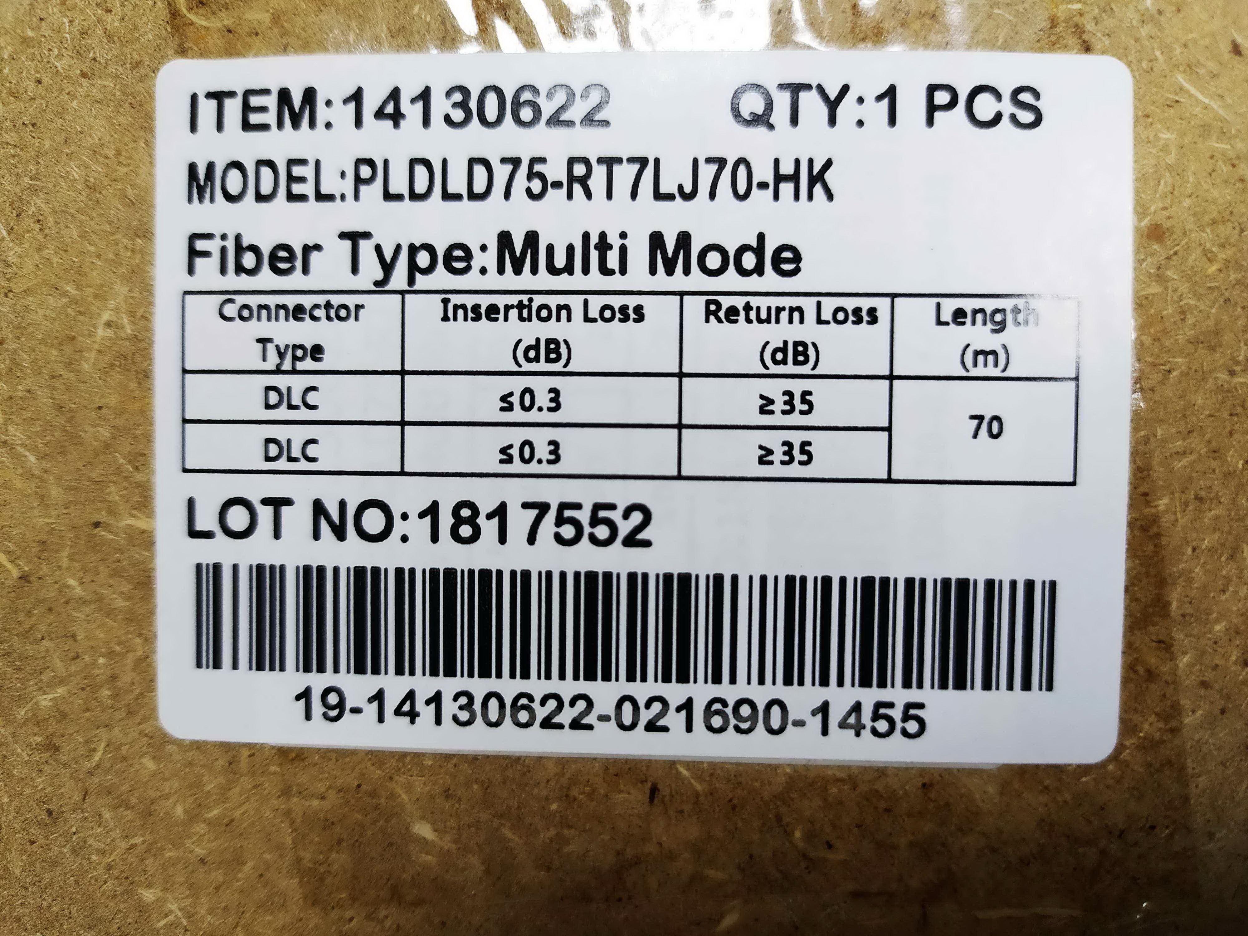 PLFLF75-TY7LJ70-HK Mulyi Mode Fiber ITEM:14130622
