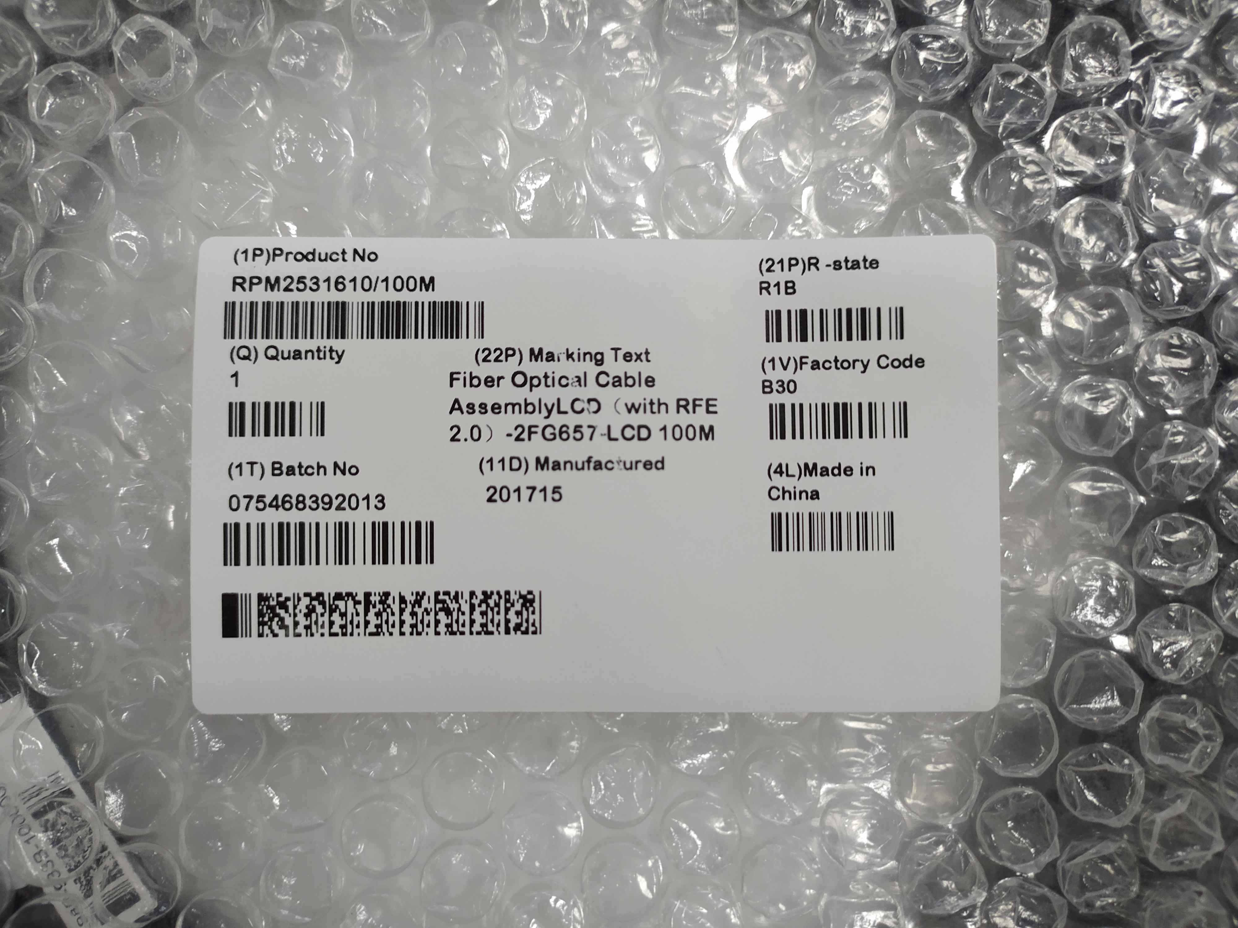 RPM2531610/100M R1B Fiber Optical Cable Assembly LCD(with RFE 2.0 ...